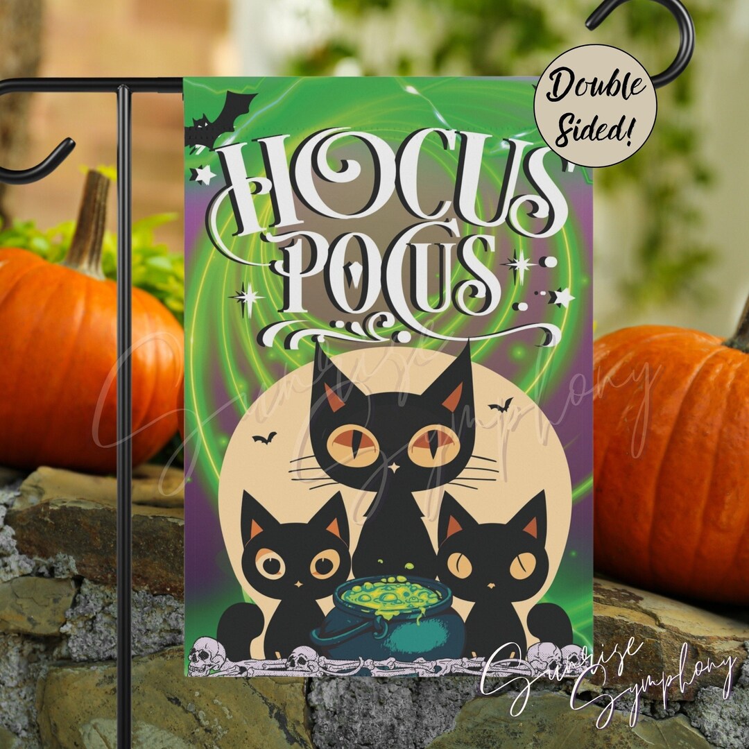 Hocus Pocus Staring Hypno Cats Yard Flag, Double-sided 12x18 Hanging ...