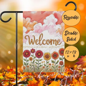 Fall Colors Welcome Flowers Double-sided 12"x18" Hanging Garden Flag ...