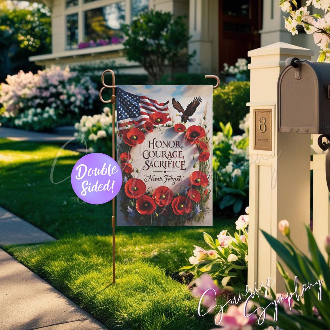 Poppy Veterans Never Forget Patriotic 12"x18" Hanging Garden Flag, USA ...