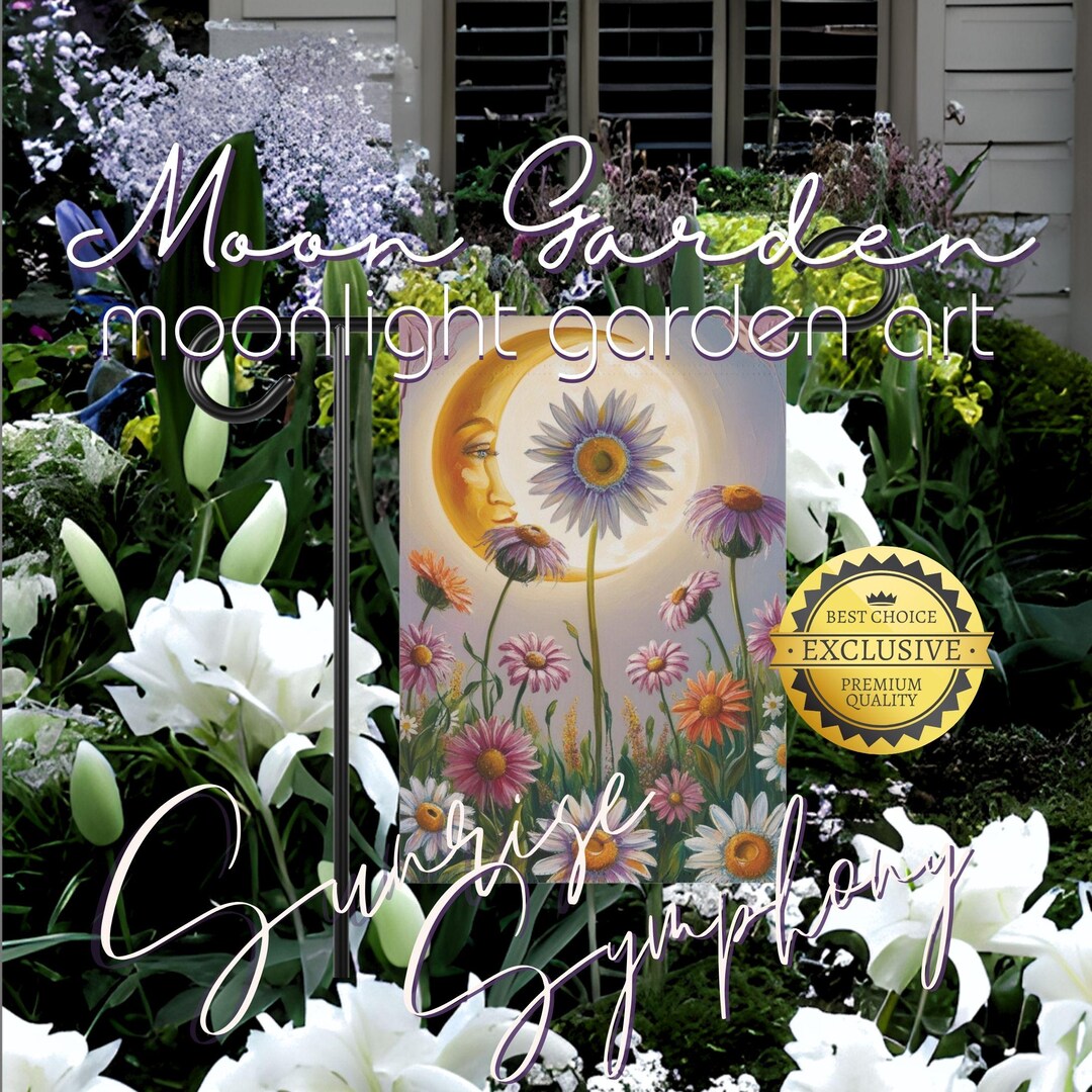 Whimsical Moon Flower Moonlight Garden Flag, 12"x18" Double-sided ...