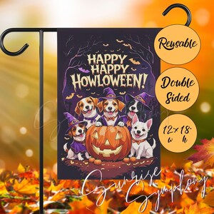 Happy Howloween Dogs Halloween Double-sided 12"x18" Hanging Garden Flag ...