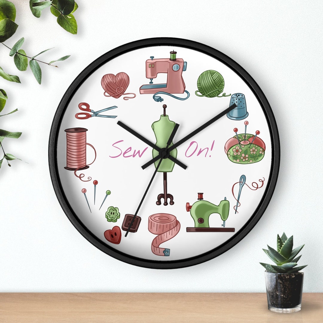 Sew On Sewing 10x10 Circular Craft Room Wall Clock, Gift for Sewers ...