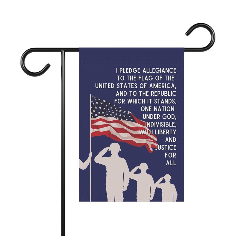 Pledge of Allegiance Saluting Soldiers USA Flag Garden Banner Flag ...