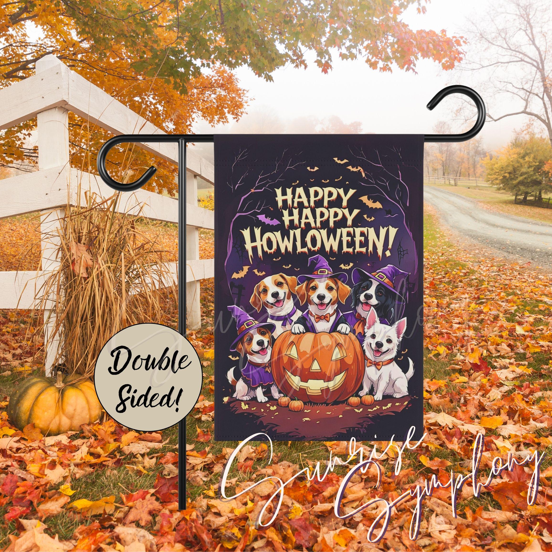 Happy Howloween Dogs Halloween Double-sided 12"x18" Hanging Garden Flag ...