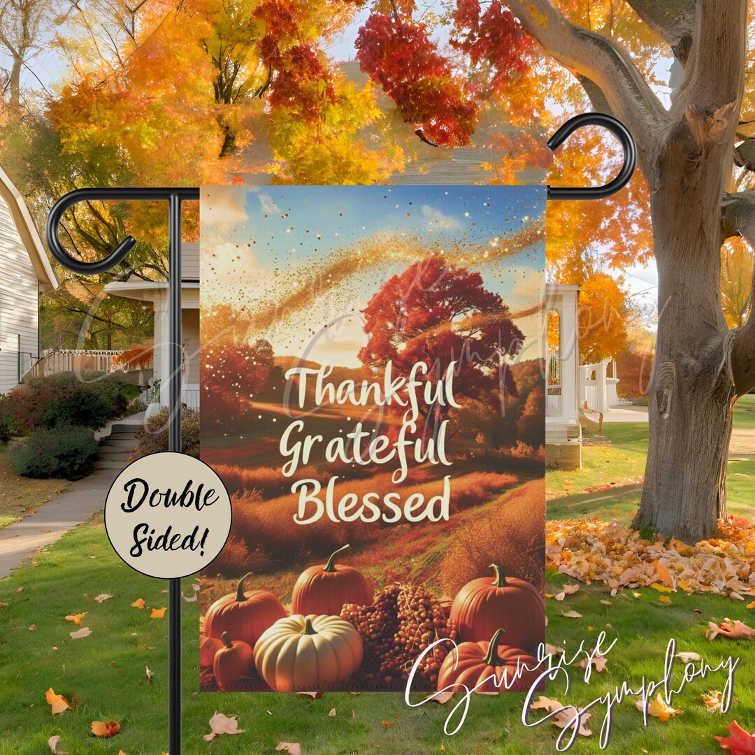 Thankful Grateful Blessed Beautiful Autumn Nature Yard Art Double-sided ...
