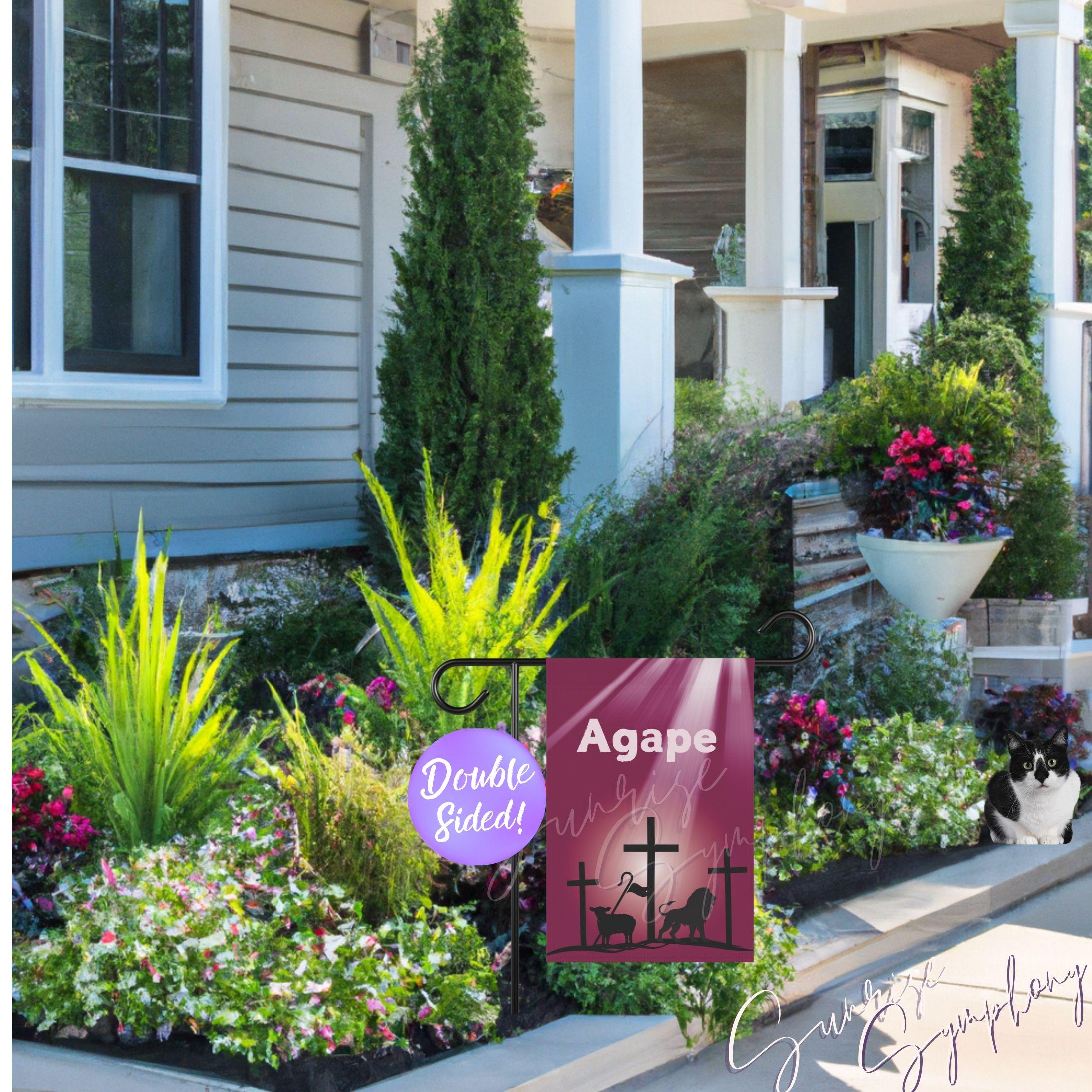 Agape Lion and Lamb Easter Crosses Garden Flag, 12"x18" Double-sided ...