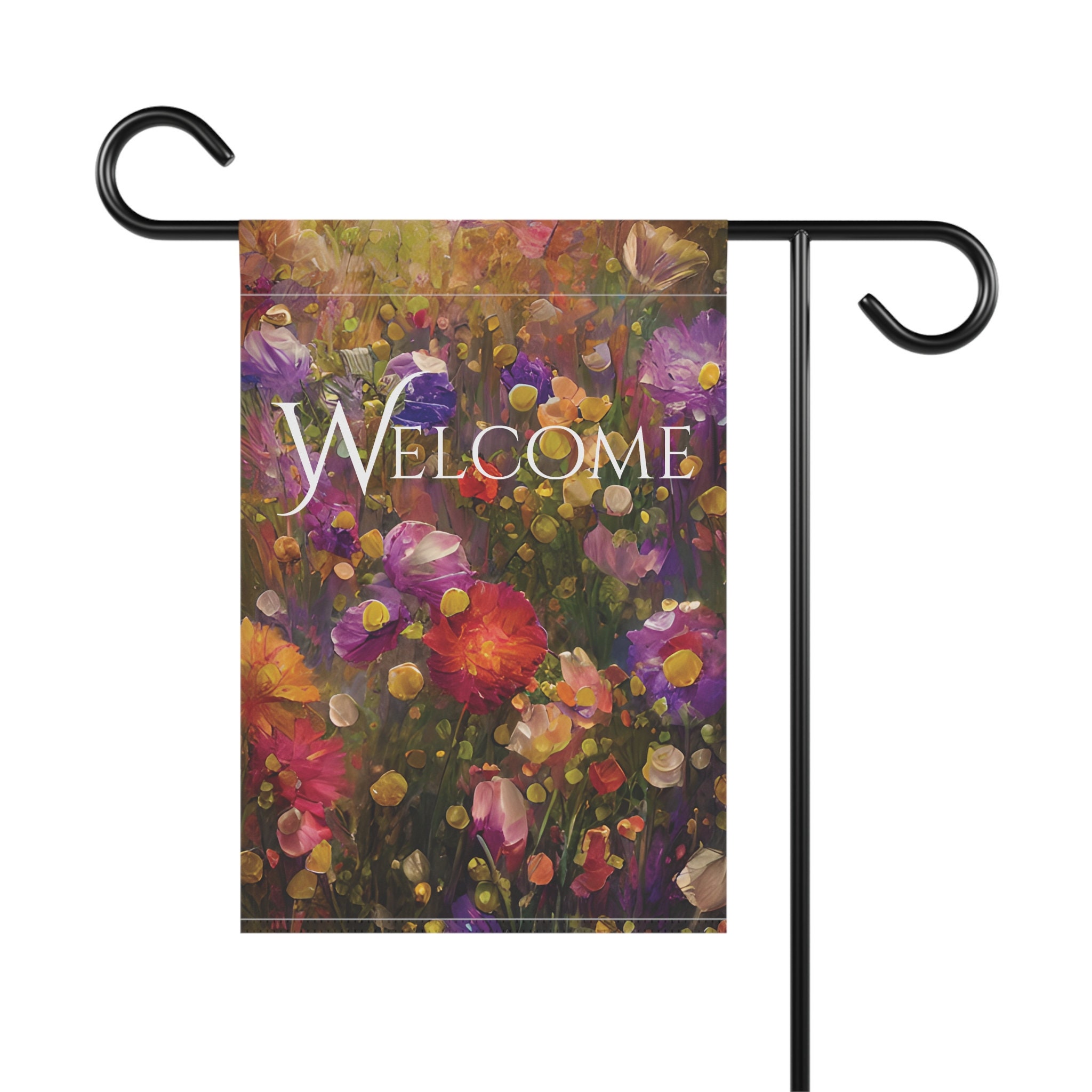 Welcome Fantasy Floral Soft Color Double-sided 12x18 Hanging Garden ...