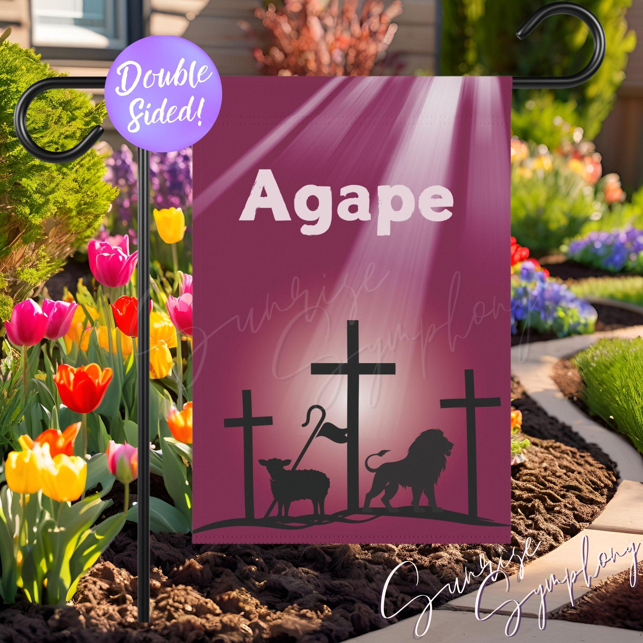 Agape Lion and Lamb Easter Crosses Garden Flag, 12"x18" Double-sided ...