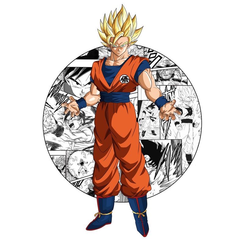 Goku Anime Digital Print Colorful Art - Etsy