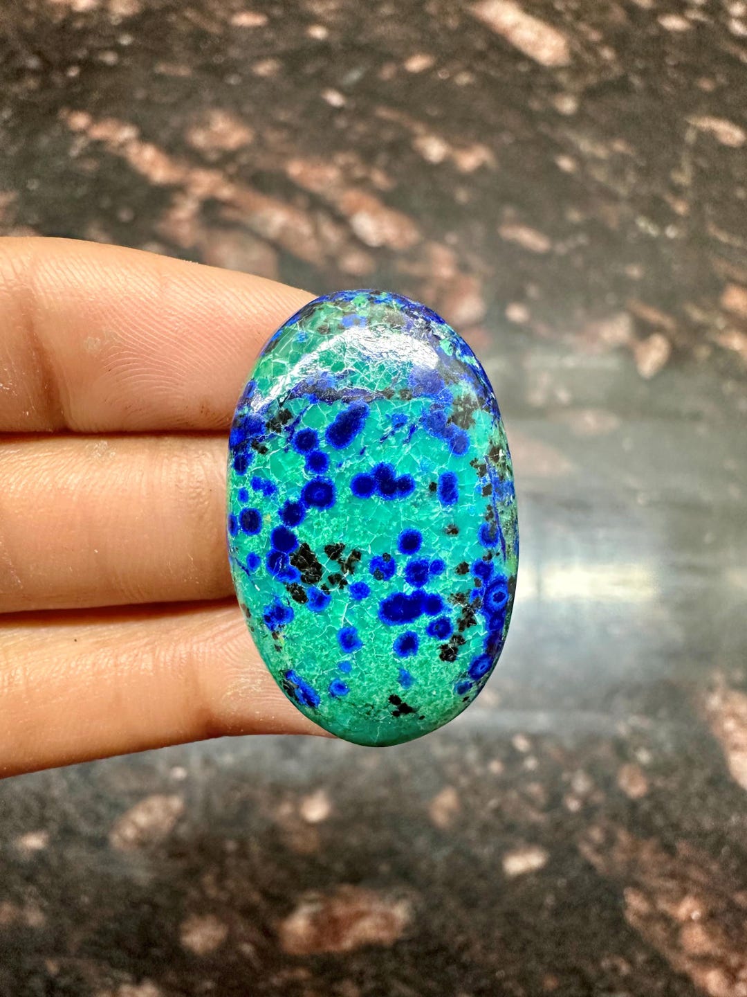 Very Rare Natural Blue Bird Azurite Cabochon Azurite Malachite Oval ...