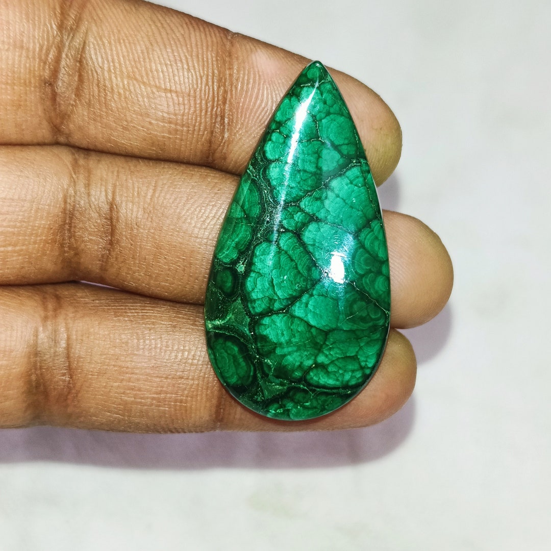 Pear Shape Green Malachite Cabochon – Loose Stone (25x47 MM) - Etsy