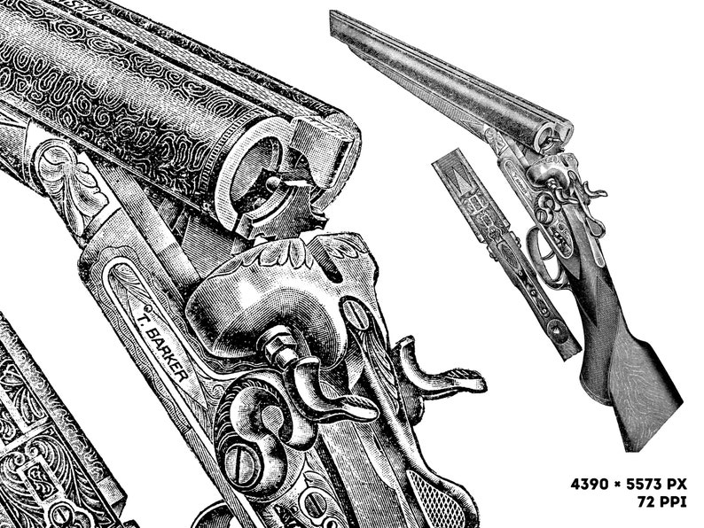 13 Vintage Shotguns PNG / Gun PNG / Firearm PNG / Engraved Gun Png ...