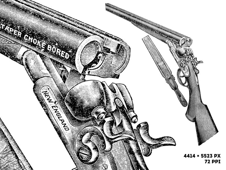13 Vintage Shotguns PNG / Gun PNG / Firearm PNG / Engraved Gun Png ...