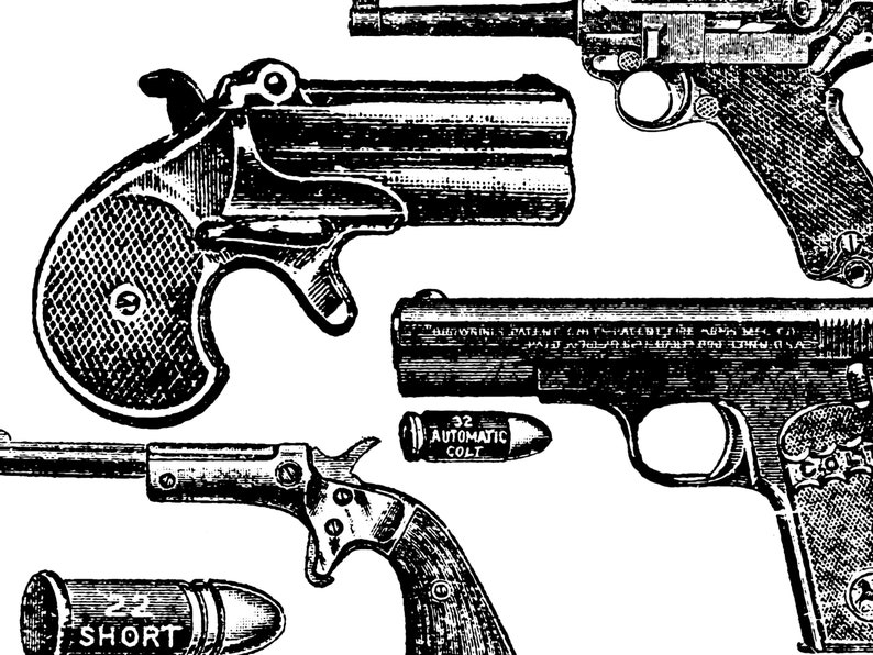 16 Vintage Handguns Vol 2 SVG / Gun SVG / Revolver / Vintage Gun Svg ...