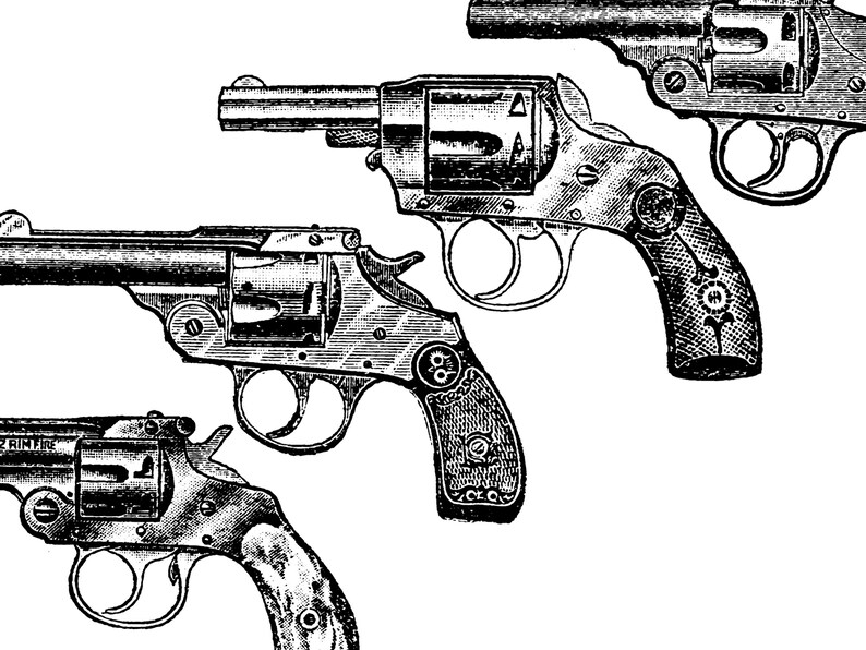 16 Vintage Handguns Vol 2 SVG / Gun SVG / Revolver / Vintage Gun Svg ...