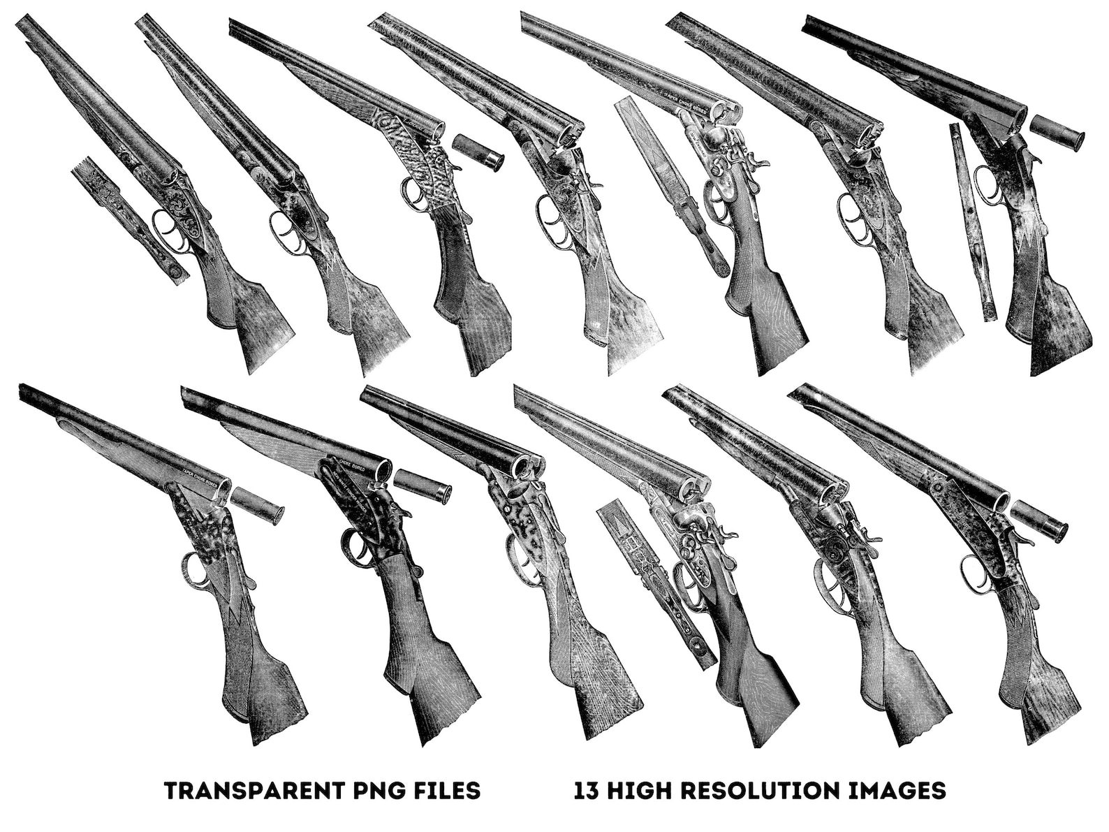 13 Vintage Shotguns PNG / Gun PNG / Firearm PNG / Engraved Gun Png ...
