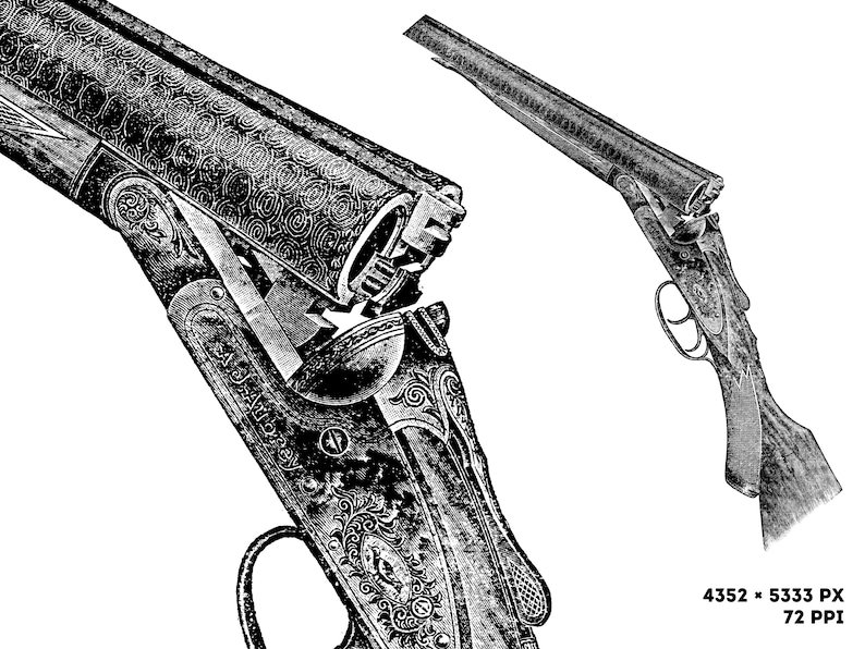 13 Vintage Shotguns PNG / Gun PNG / Firearm PNG / Engraved Gun Png ...