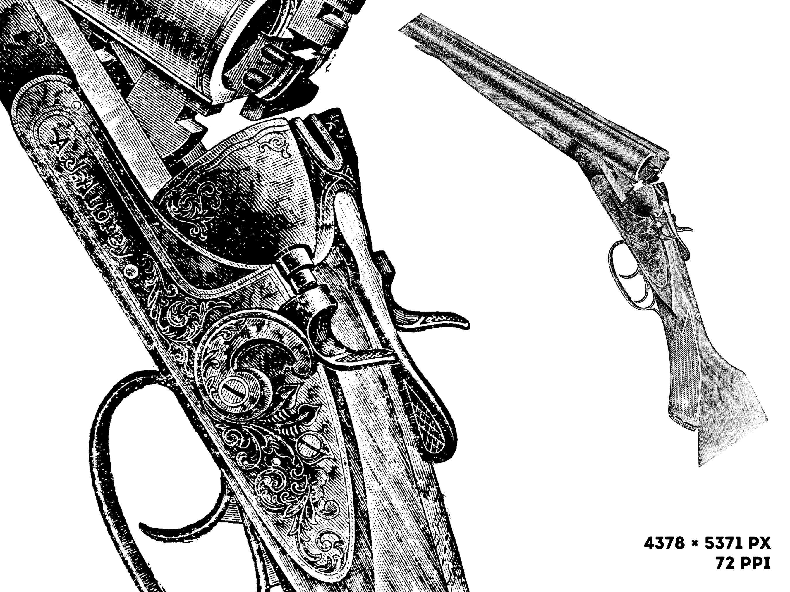 13 Vintage Shotguns PNG / Gun PNG / Firearm PNG / Engraved Gun Png ...