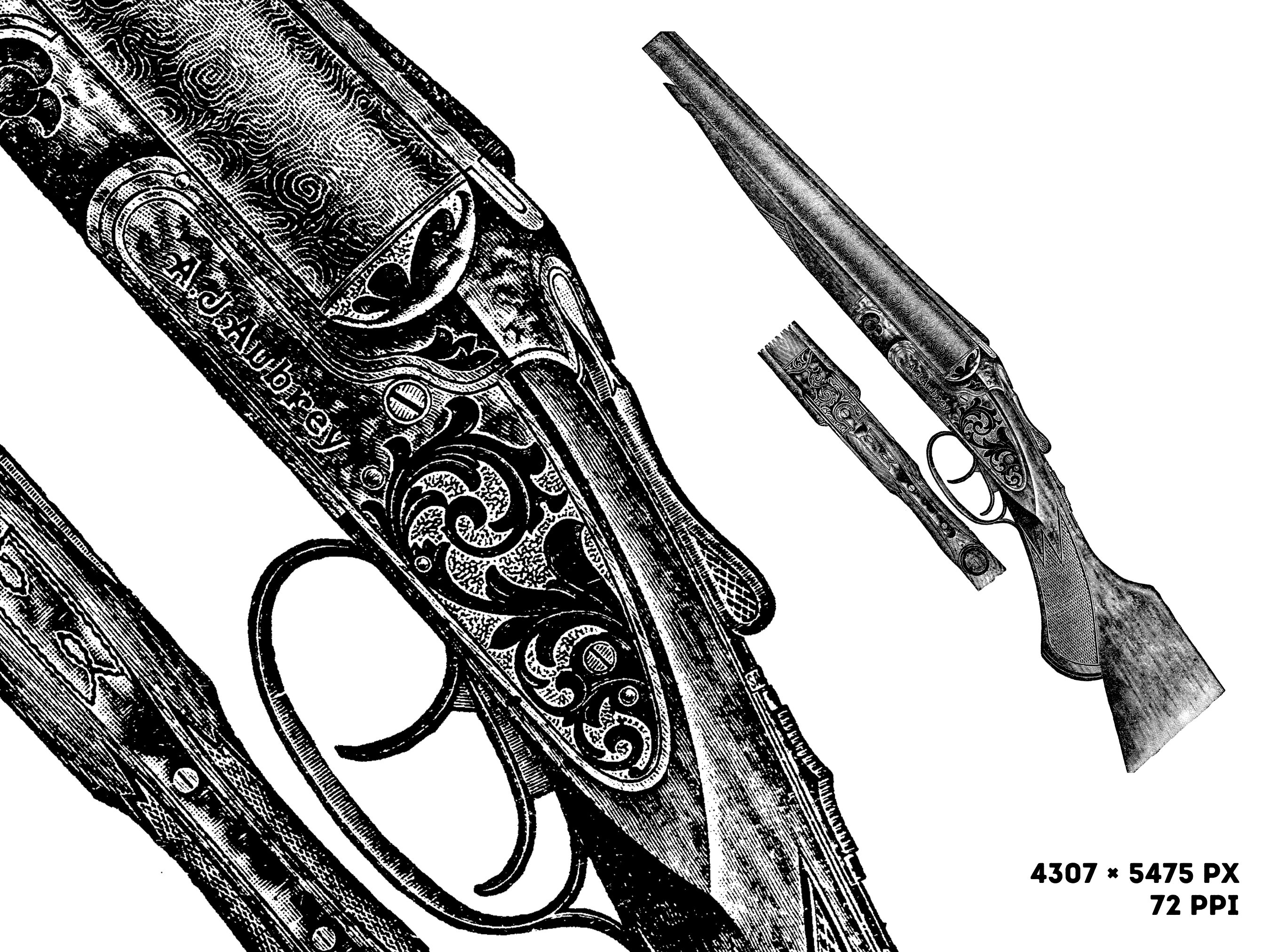 13 Vintage Shotguns PNG / Gun PNG / Firearm PNG / Engraved Gun Png ...