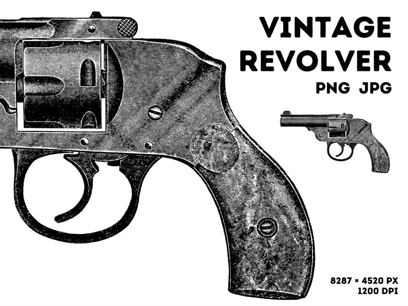 Vintage Revolver 3 PNG / Gun PNG / Firearm PNG / Vintage Gun Png ...