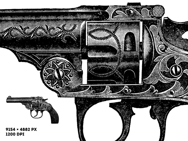Vintage Revolver 1 PNG / Gun PNG / Firearm PNG / Vintage Gun Png ...