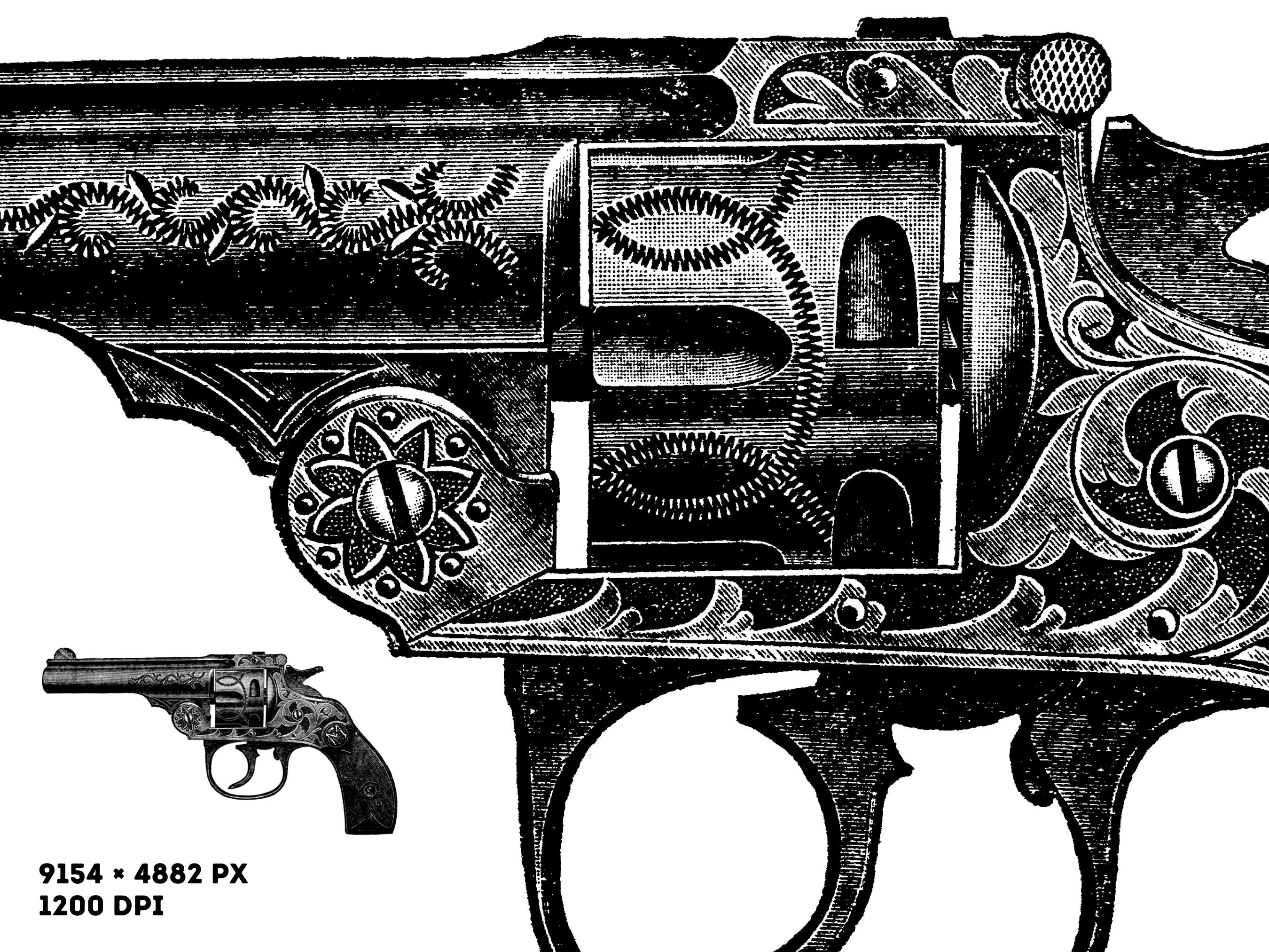 Vintage Revolver #1 PNG / Gun PNG / Firearm PNG / Vintage Gun Png ...
