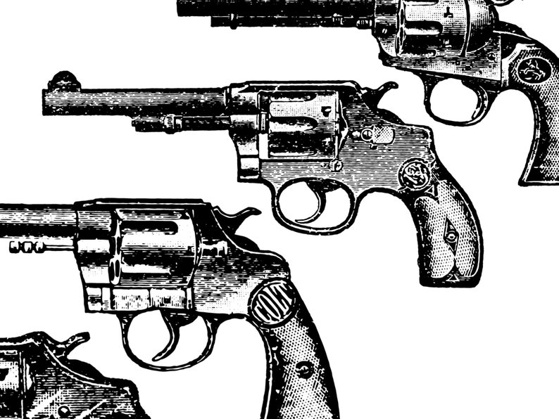 16 Vintage Handguns Vol 1 SVG / Gun SVG / Revolver / Vintage Gun Svg ...