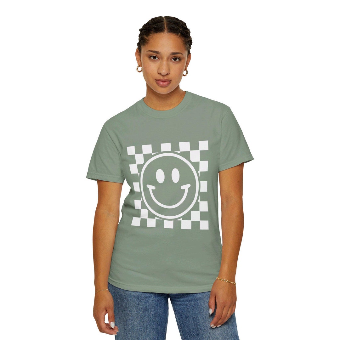 Smiley Tshirt,pastel Smiley Face Shirt,checkered Shirt, Smile Shirt ...