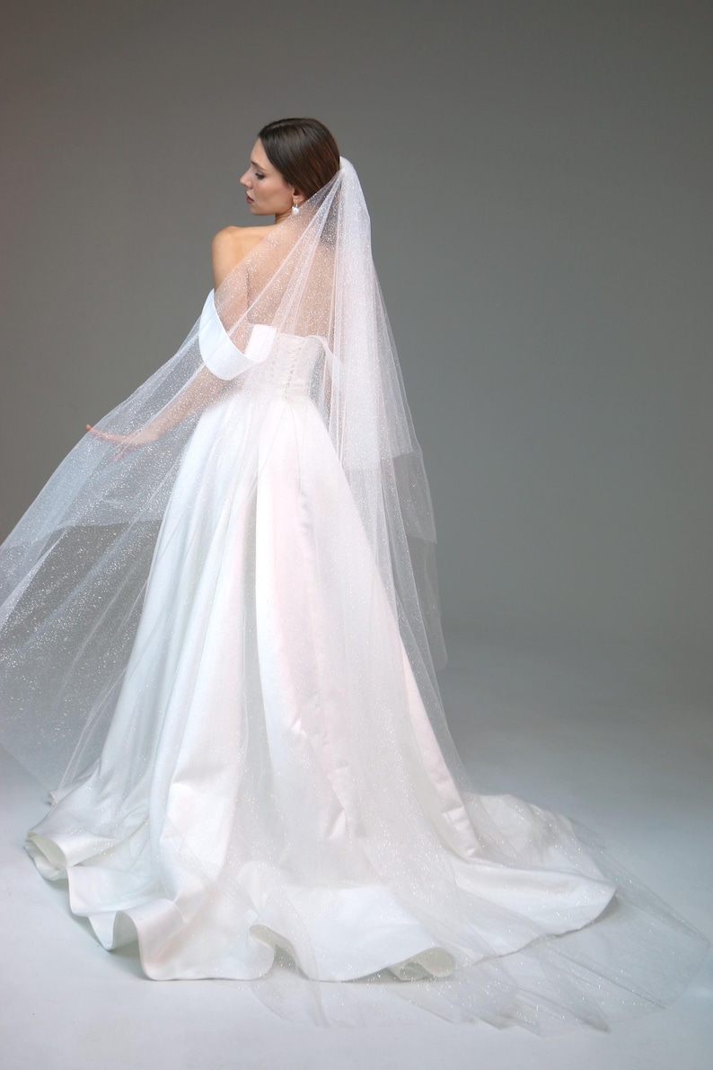 Sparkly Cathedral Veil | Two-tier Shimmer Bridal Veil - Etsy
