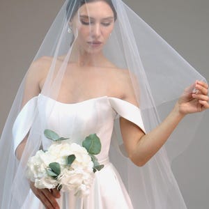 Sheer Drop Bridal Wedding Veil With Waist Length Blusher, Barely There ...