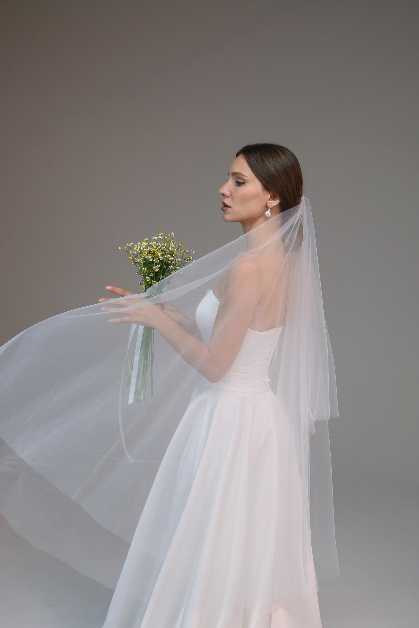 Blusher Veil-chapel Length Veil-simple Wedding Veil-boho Veil | Custom ...