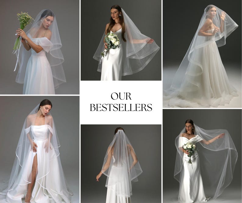 Blusher Drop Veil - Sheer Double Layer Cathedral Wedding Veil With Raw ...