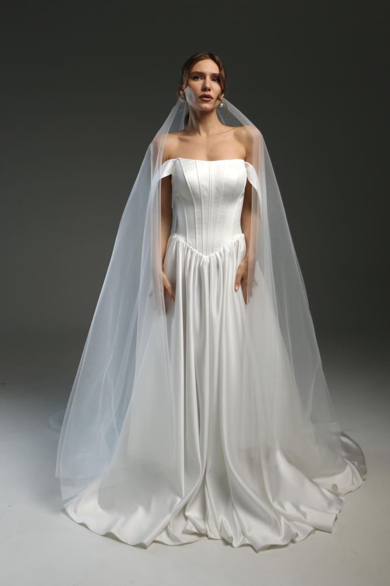 Blusher Drop Veil - Sheer Double Layer Cathedral Wedding Veil With Raw ...