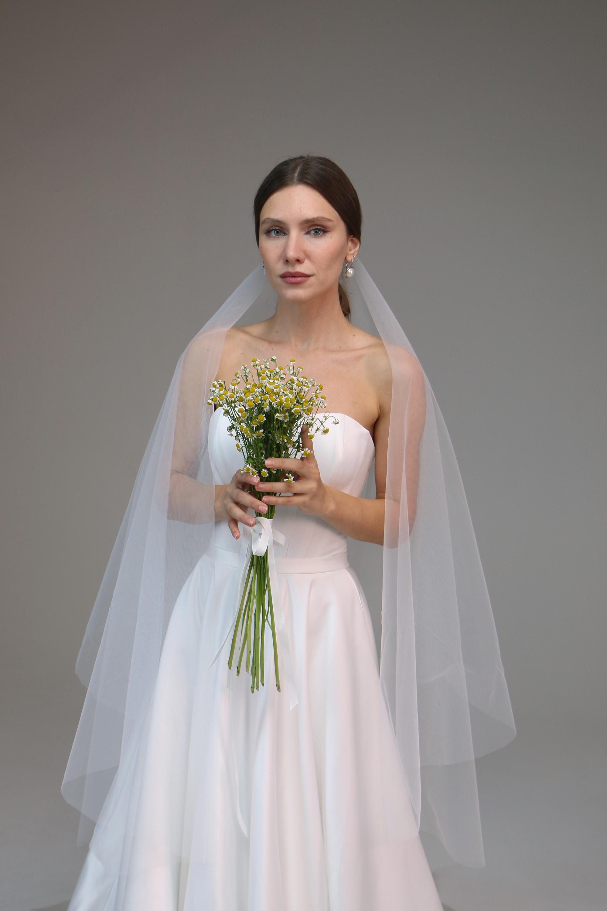 Blusher Veil-chapel Length Veil-simple Wedding Veil-boho Veil | Custom ...