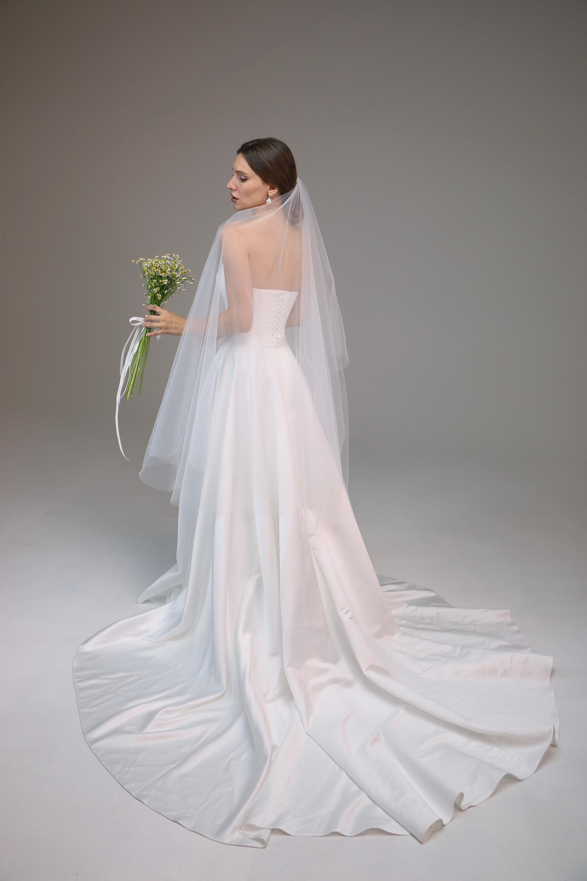 Blusher Veil-chapel Length Veil-simple Wedding Veil-boho Veil | Custom ...
