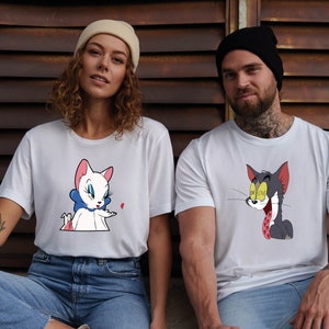 Tom & Jerry ,tom and Toodles Shirt, Heart, Couple T Shirt, Valentines ...