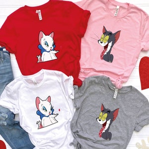 Tom & Jerry ,tom and Toodles Shirt, Heart, Couple T Shirt, Valentines ...