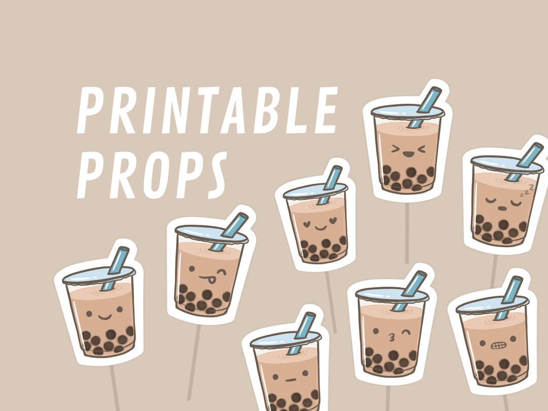 Boba Milk Tea Kawaii Faces Set Photo Booth Props - Instant Digital ...