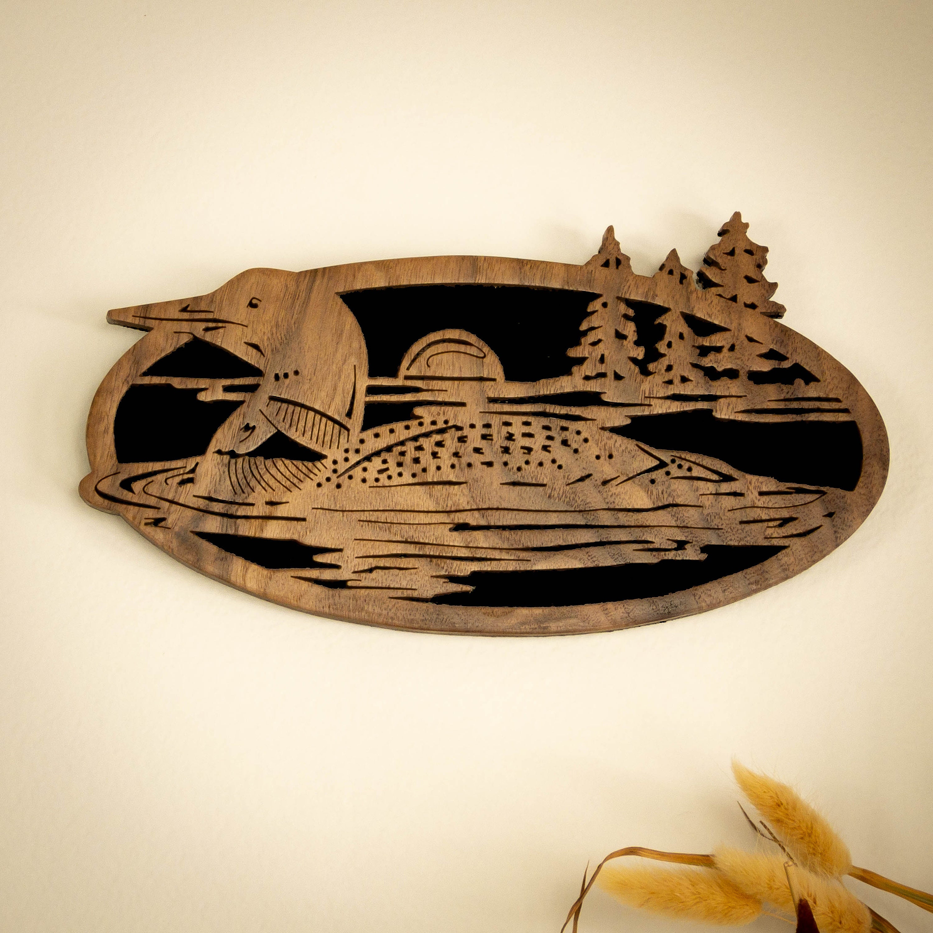 Loon Walnut Scroll Saw, Scroll Saw Cut, Walnut Home and Cabin Décor ...