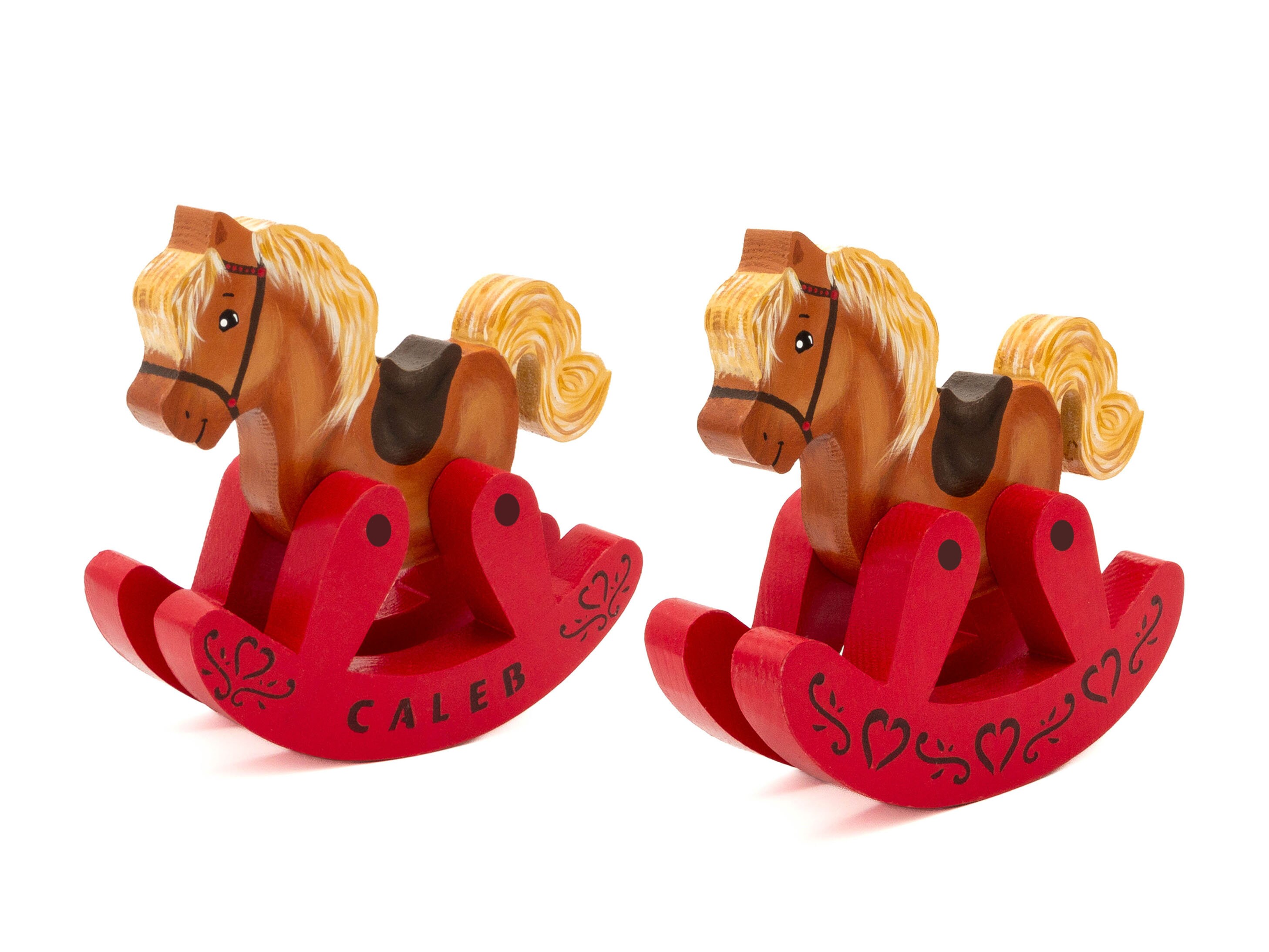 Chestnut Rocking Horse Decor - Handmade Wood Decor, Color and Name ...