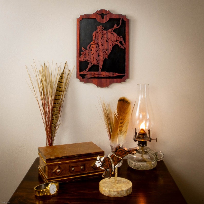 Bucking Bull Scroll Saw Cut, Professional Bull Riding PBR Décor, Cowboy ...