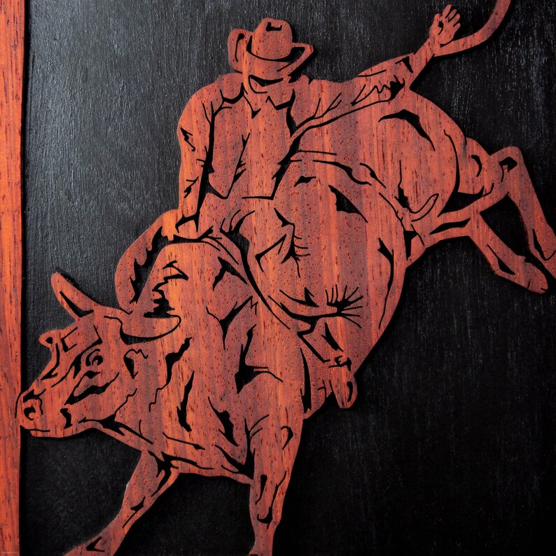 Bucking Bull Scroll Saw Cut, Professional Bull Riding PBR Décor, Cowboy ...