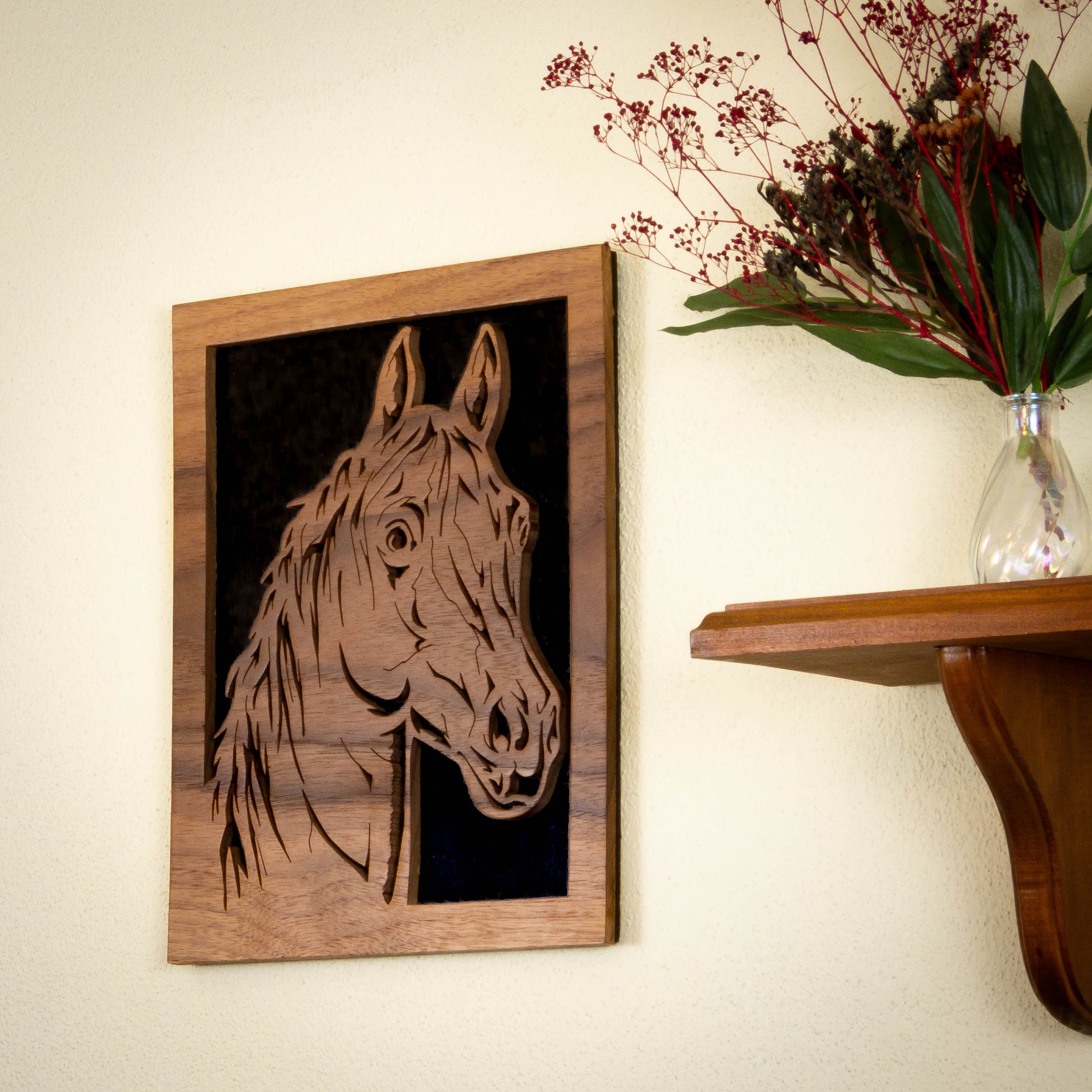 Walnut Wood Horse Scroll Saw Art, Animal Scroll Saw Cut, Walnut Home ...
