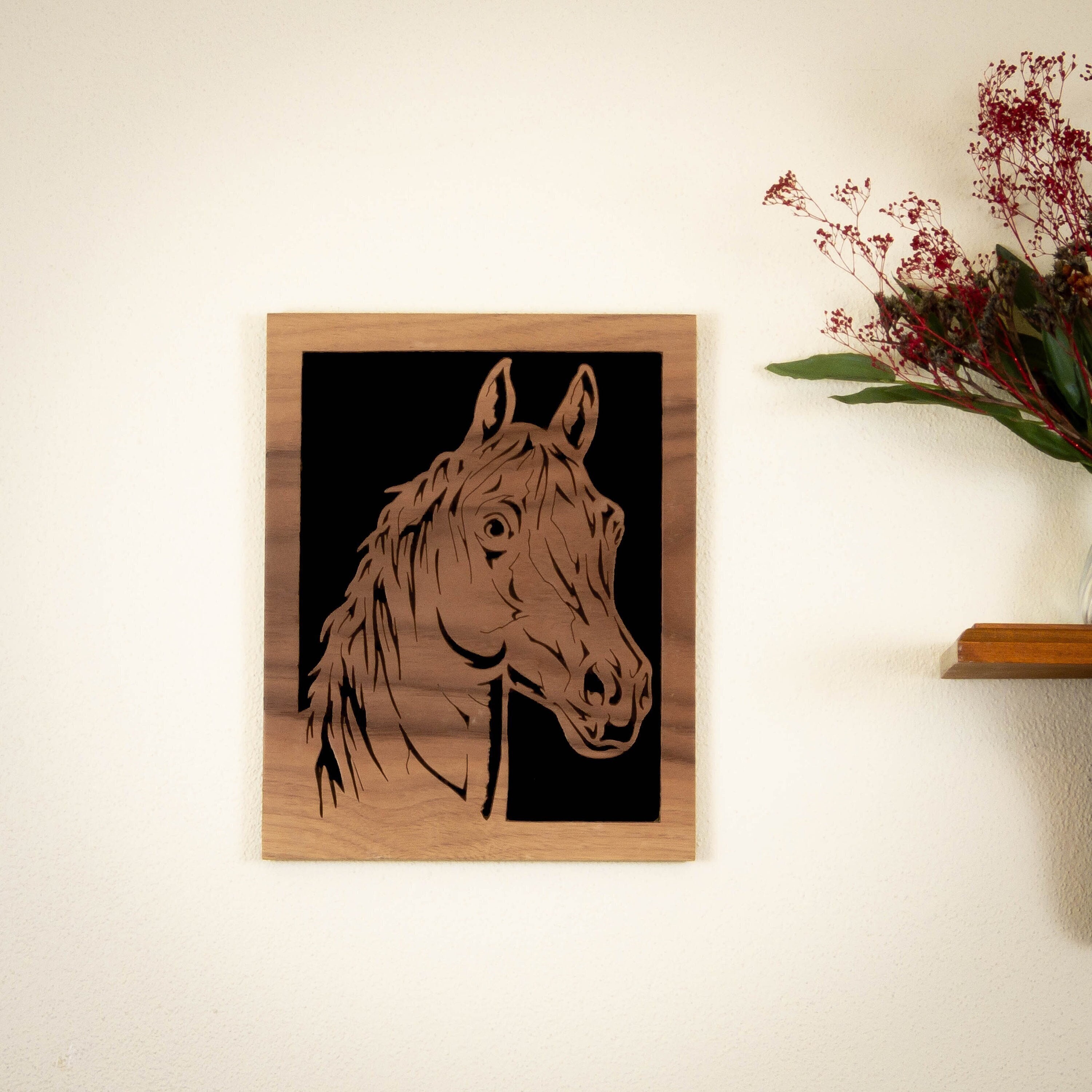 Walnut Wood Horse Scroll Saw Art, Animal Scroll Saw Cut, Walnut Home ...