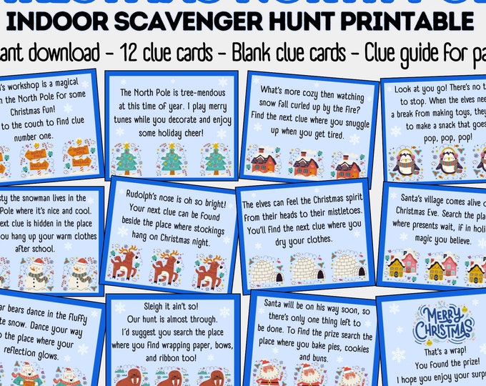 Christmas Scavenger Hunt for Kids, North Pole Adventure, Indoor Holiday ...