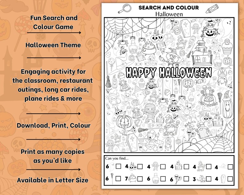 Halloween Search and Color Printable, Halloween Colouring Activity Page ...