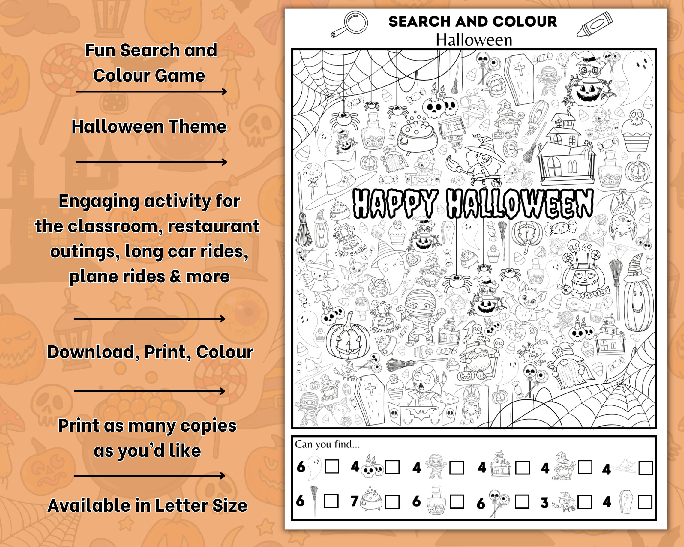 Halloween Search and Color Printable, Halloween Colouring Activity Page ...