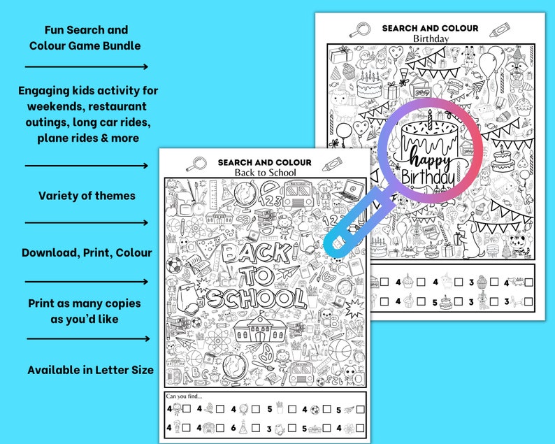 Search and Colour Printable Game Bundle Seek and Find Kids - Etsy