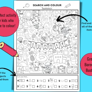 Search and Colour Printable Game Bundle, Seek and Find Kids Activity ...