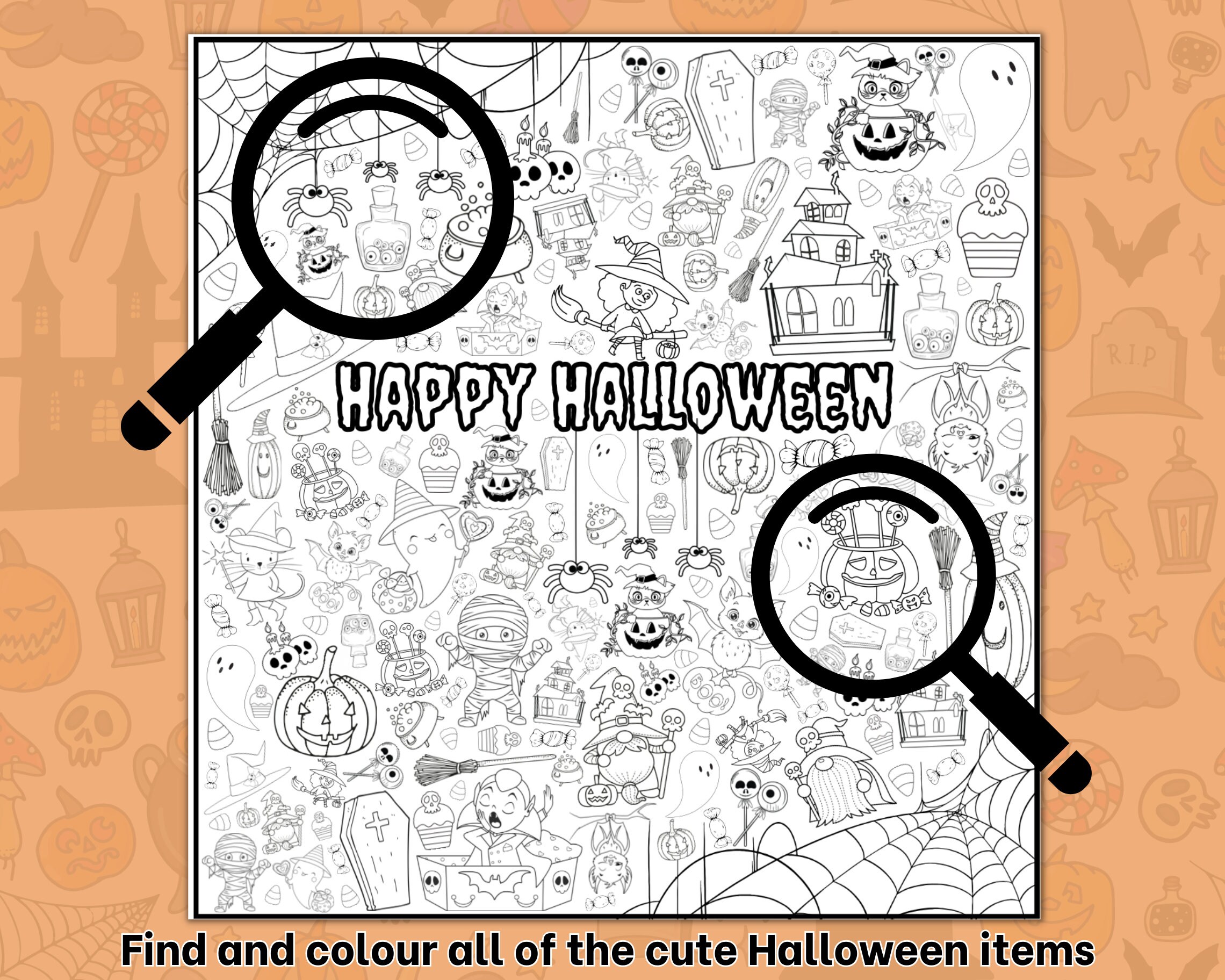 Halloween Search and Color Printable, Halloween Colouring Activity Page ...